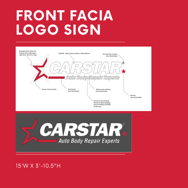 EXT-K-001: CARSTAR Front Facia Logo Sign Pin Mounted Channel Letter ...